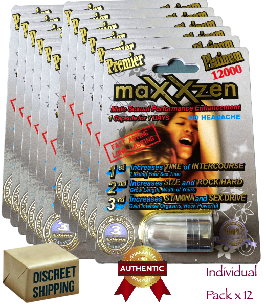 12x Maxxzen Platinum 12000 Sexual Male Enhancement Supplement 100