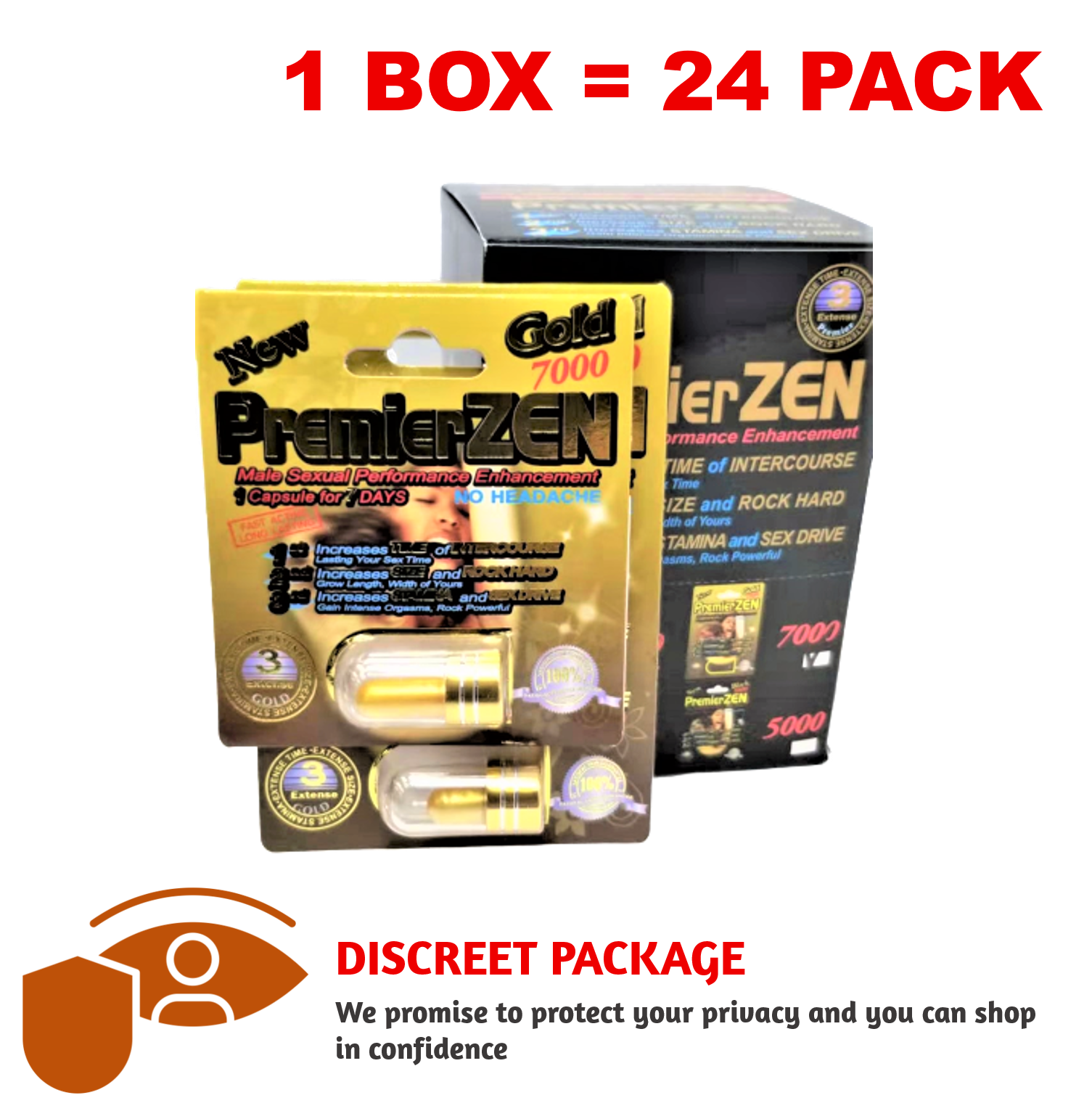 24x Premierzen Gold 7000 Sexual Male Enhancement Complement 100