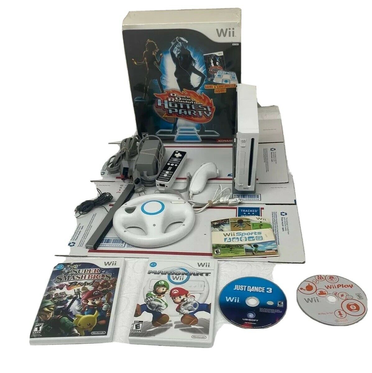 Nintendo Wii White Console with 5 Wii Video games & Dance Revolution ... Nintendo Wii White Console with 5 Wii Video games & Dance Revolution ...